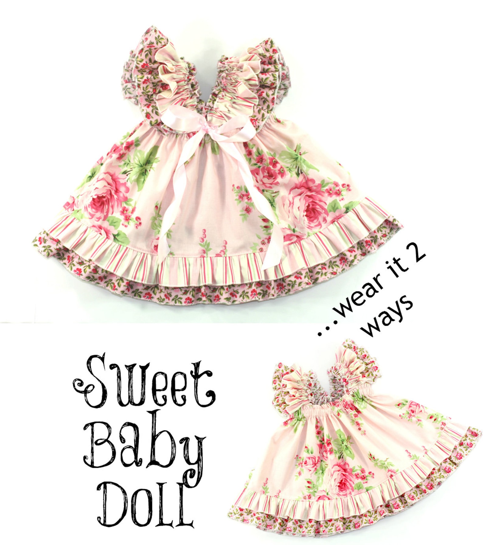 Girls Ruffle Dress Pattern -- Sweet Baby Doll -- Newborns Through 12 ...