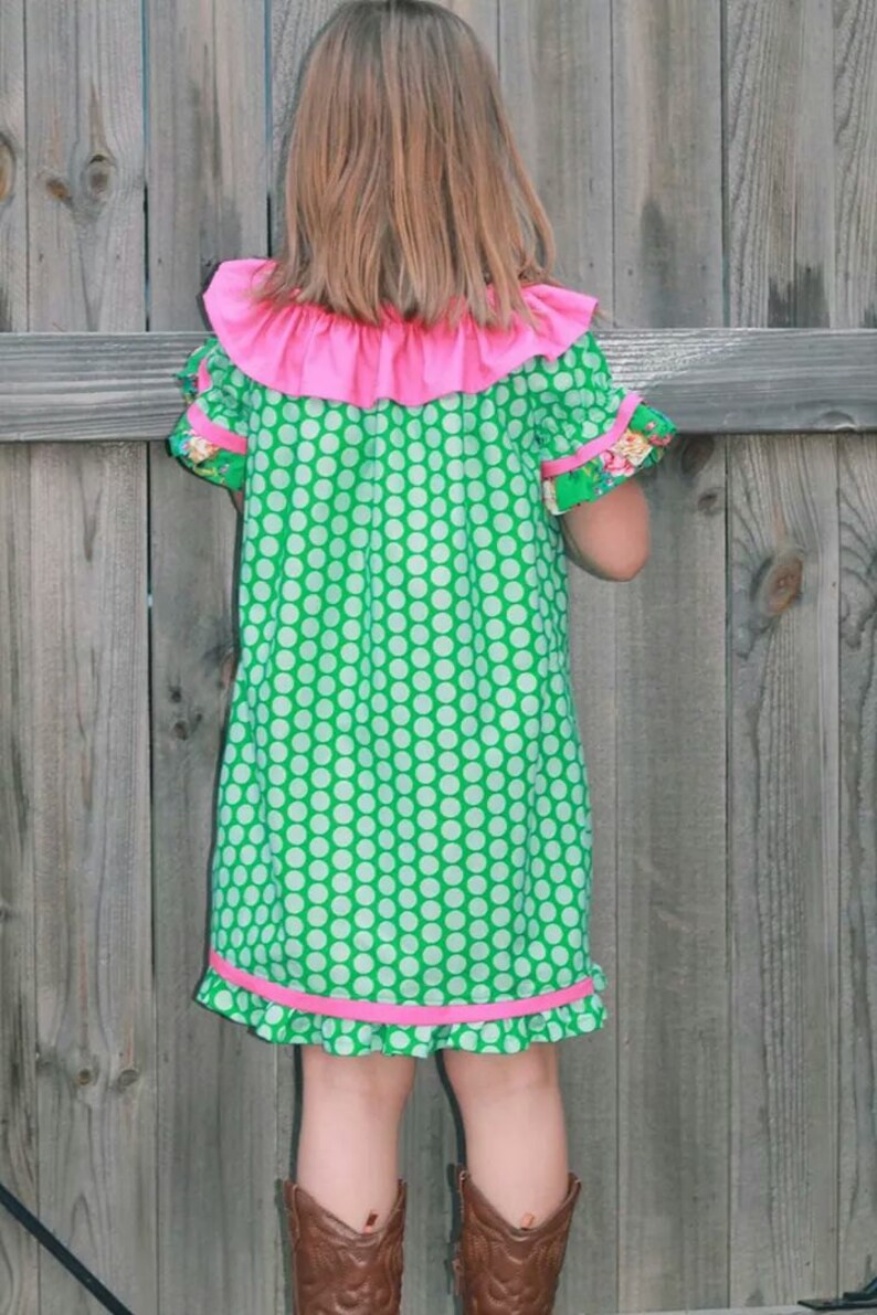 Girls Peasant Dress Pattern With Ruffled Neckline 6m - 12 Girls Short ...
