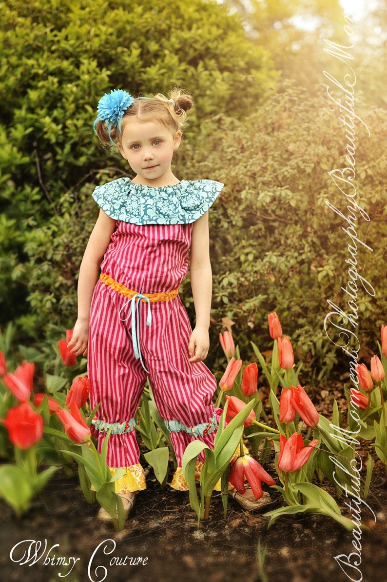 Girls Romper Pattern With Neck Ruffle Tutorial PDF With Shorts, Capri ...