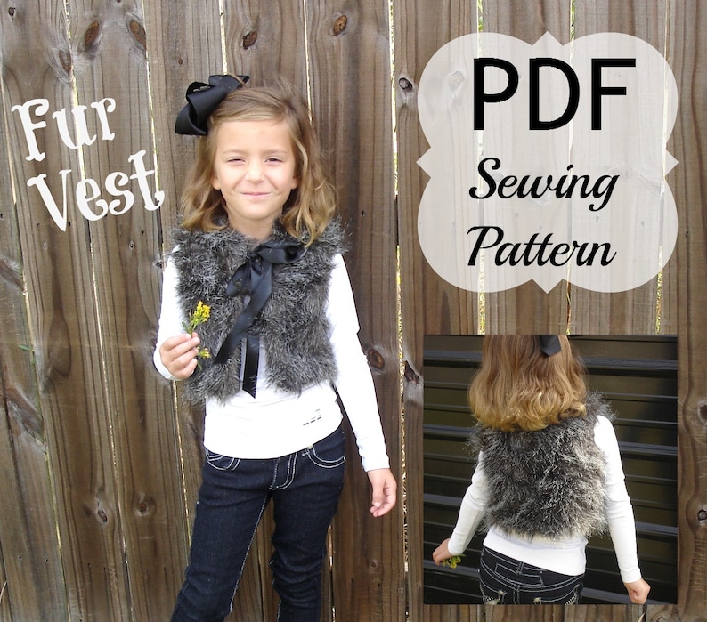 Fur Vest PDF Sewing Pattern With Tutorial Sizing for 6 Months Through ...