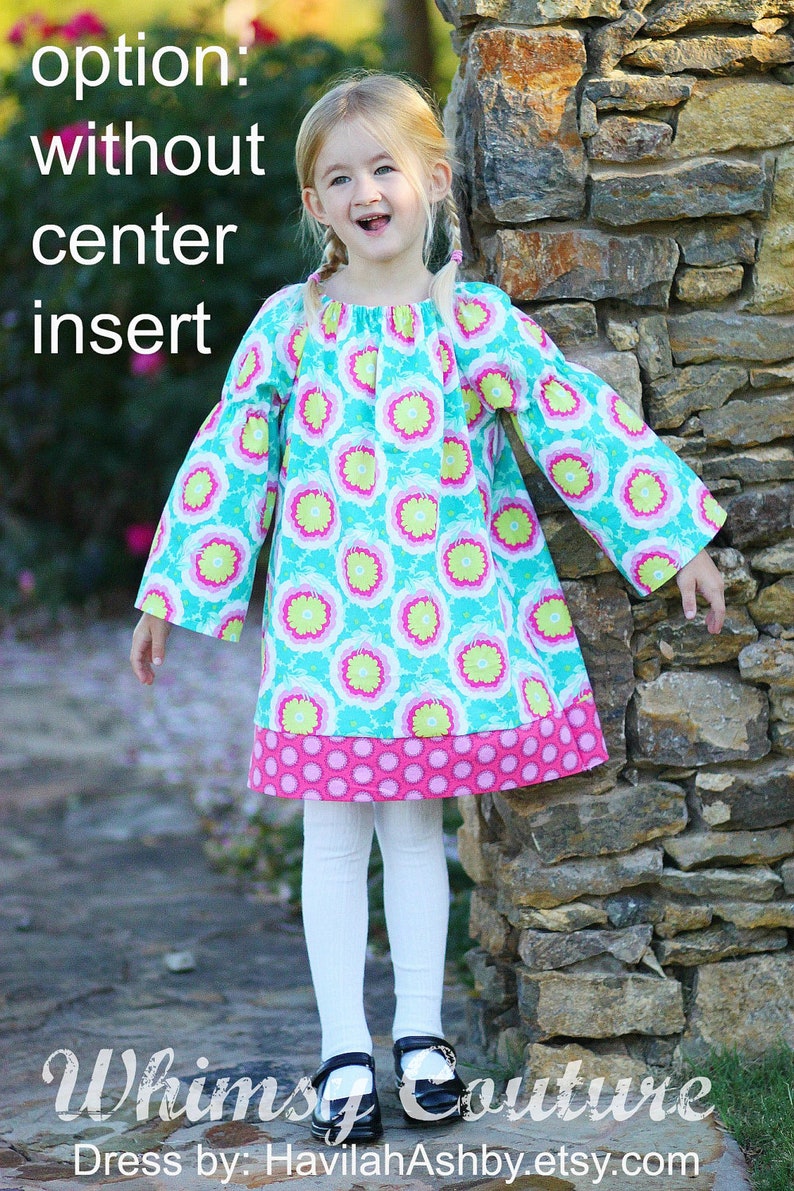 Girls Peasant Dress Pattern With Center Insert and Top Version - Etsy