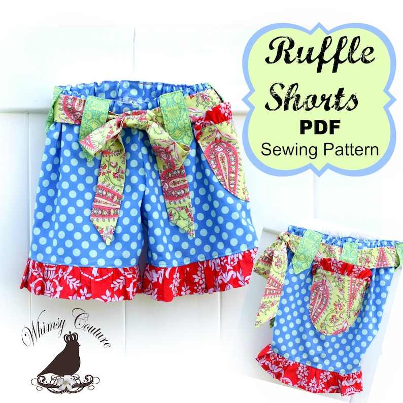 Pretty Girls Shorts Sewing Pattern Ruffles, Flat Front, Newborn Through ...