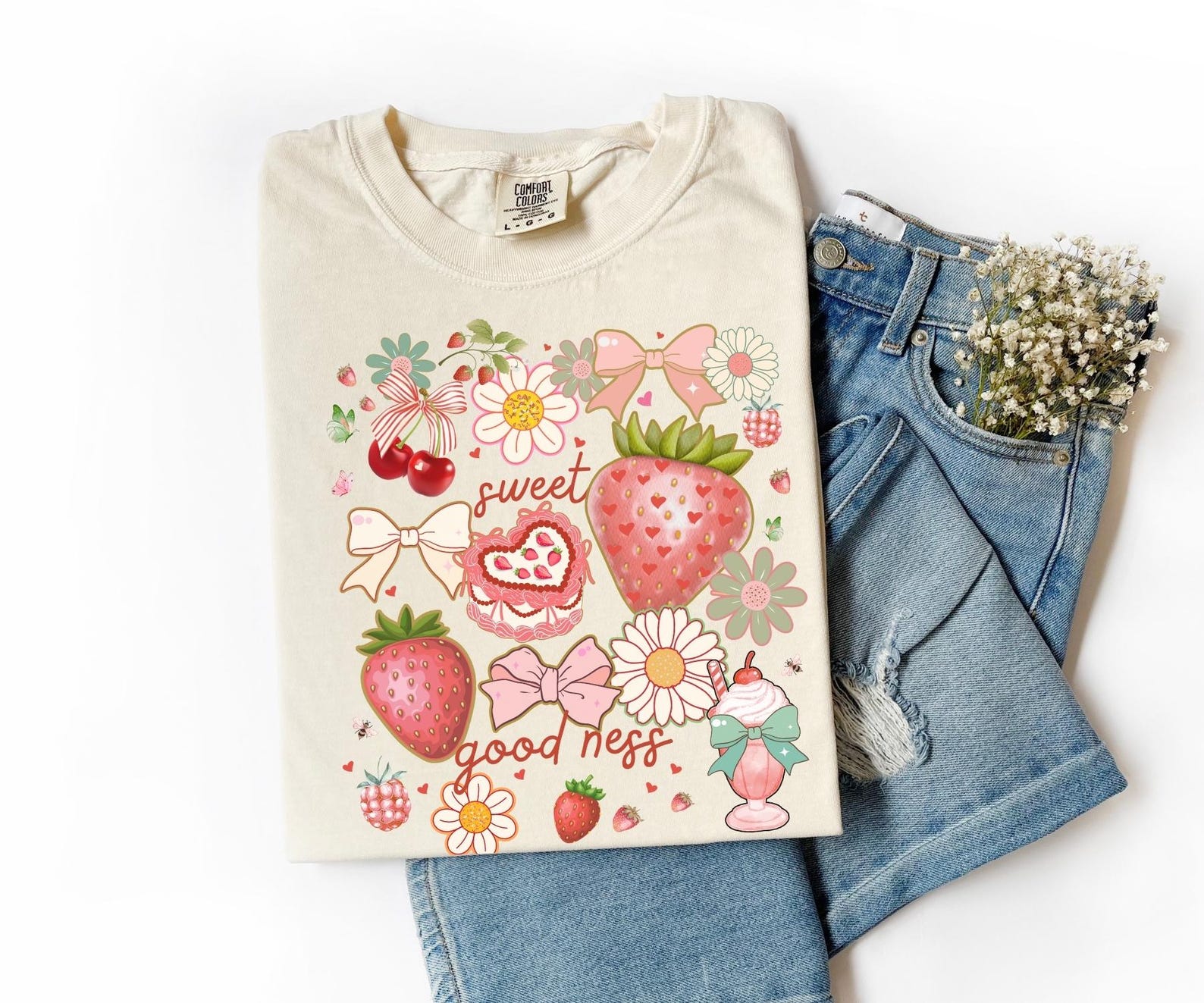 Cottagecore Tee Shirts Floral Comfort Colors® Tee Strawberry Shirt for ...