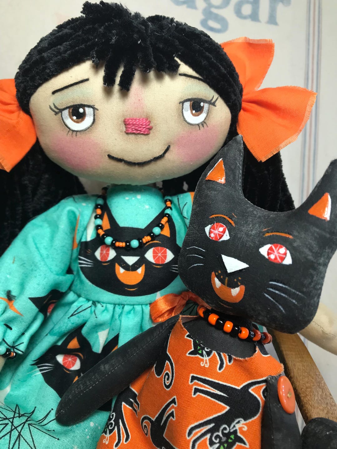 Trudie and Trixie Halloween Raggedy Doll With Her Cat - Etsy