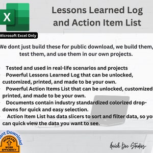 Lessons Learned Log Project Tracker: Action Item List (excel Template ...
