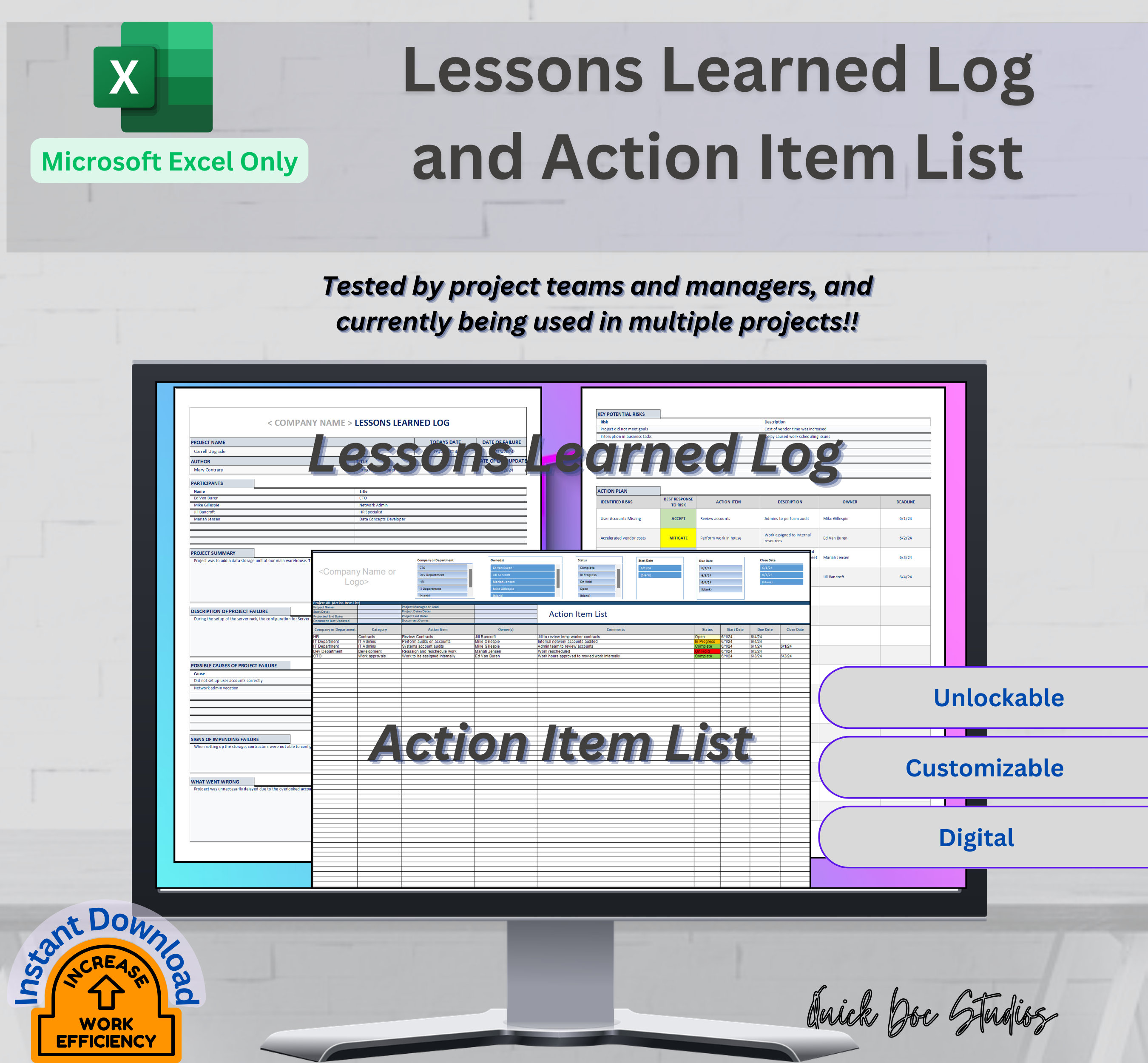 Lessons Learned Log Project Tracker: Action Item List (excel Template ...