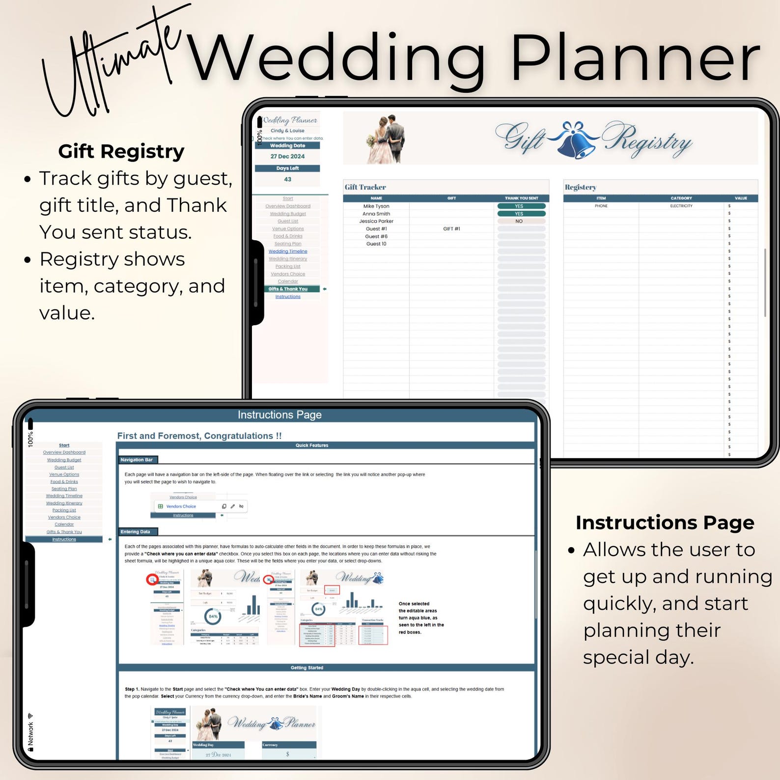 Wedding Budget Spreadsheet Event Planner, Digital Download Wedding ...