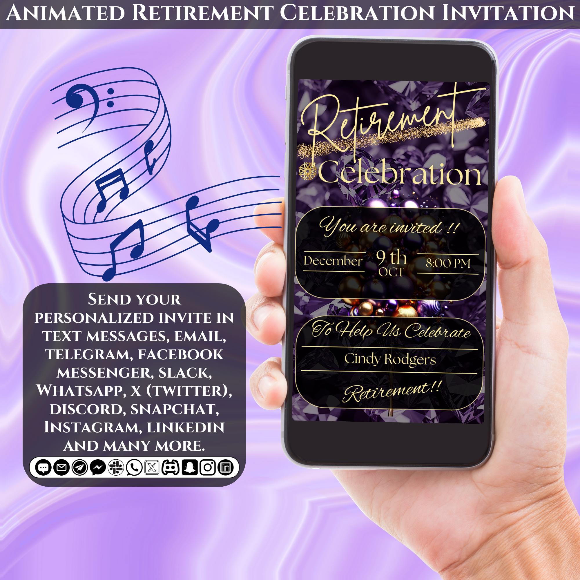 Animated Retirement Party Invitation, Digital Download Retirement ...