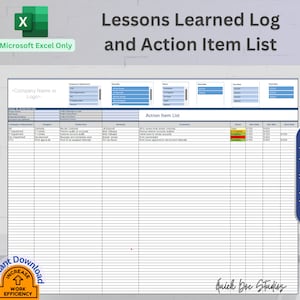 Lessons Learned Log Project Tracker: Action Item List (excel Template ...