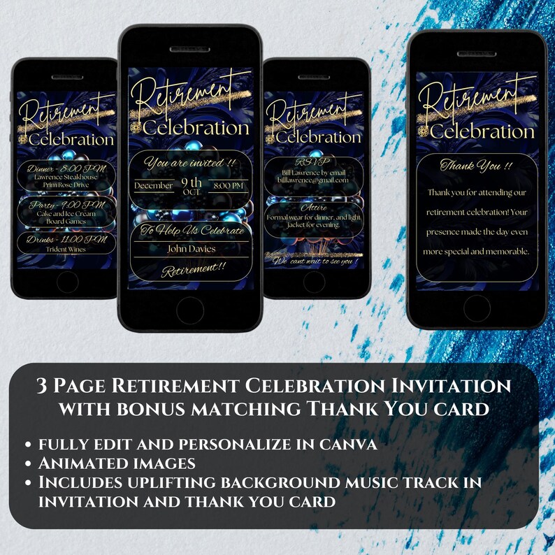 Digital Retirement Invitation Editable Canva Template Modern Retirement ...