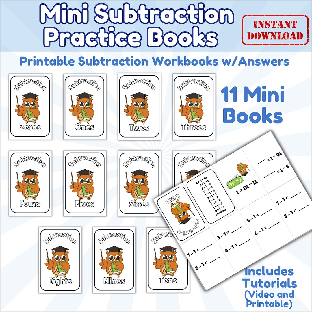 Printable Subtraction Workbook Math Practice Pdf Download Digital ...