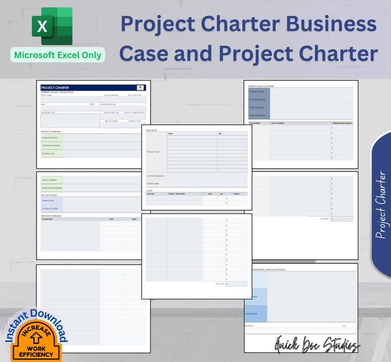 Project Charter Management Template, Digital Download Pmp Business Case ...