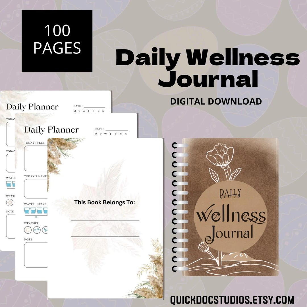 Daily Wellness Journal Printable | Self-care Health Tracker | Mood ...