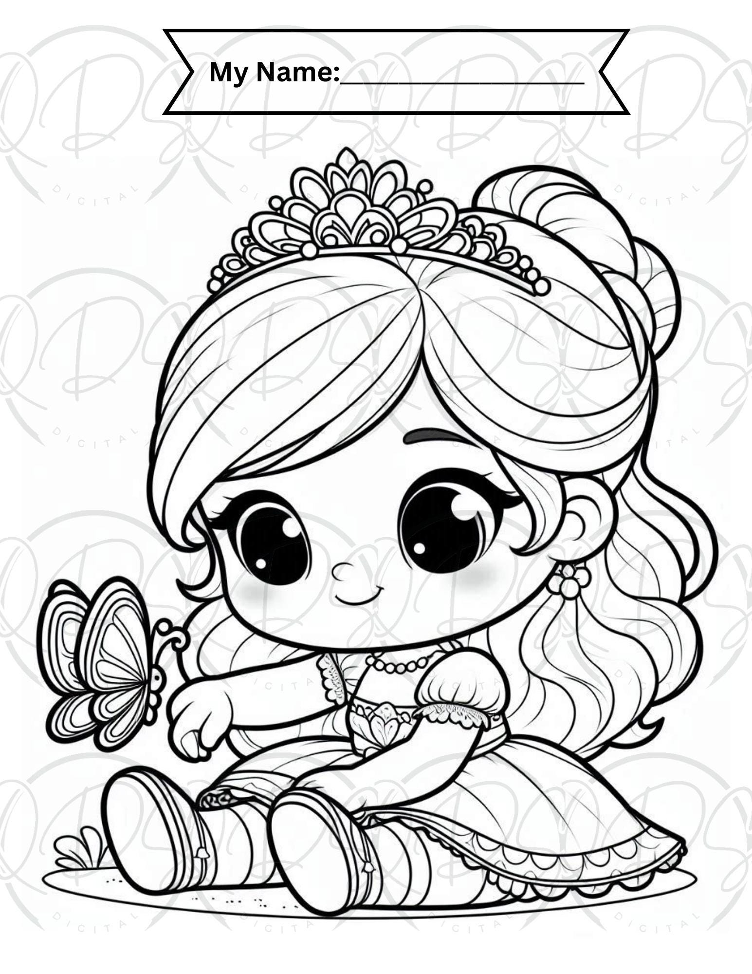Easy Princess Coloring Book – Cute Activity Busy Book Sheets PDF Gift ...