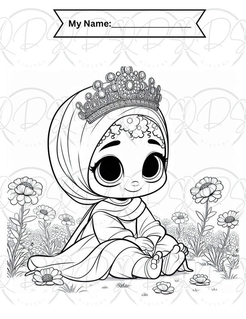 Princess Coloring Book Digital Download Diverse Characters Name Your ...