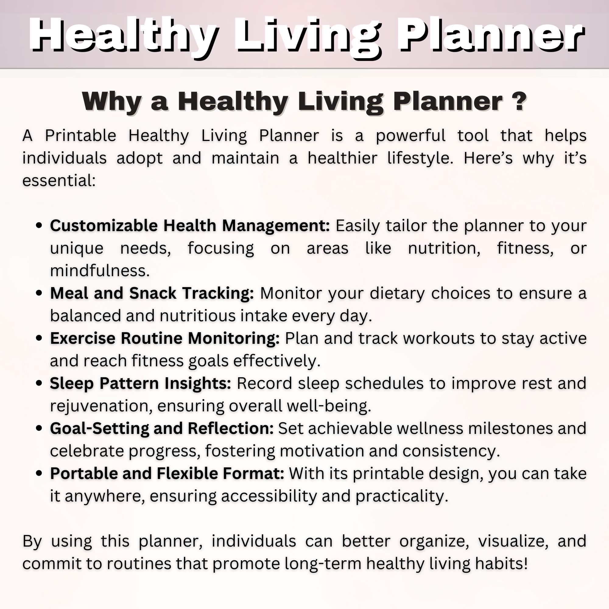 Healthy Living Planner Printable PDF | Wellness Canva Template ...