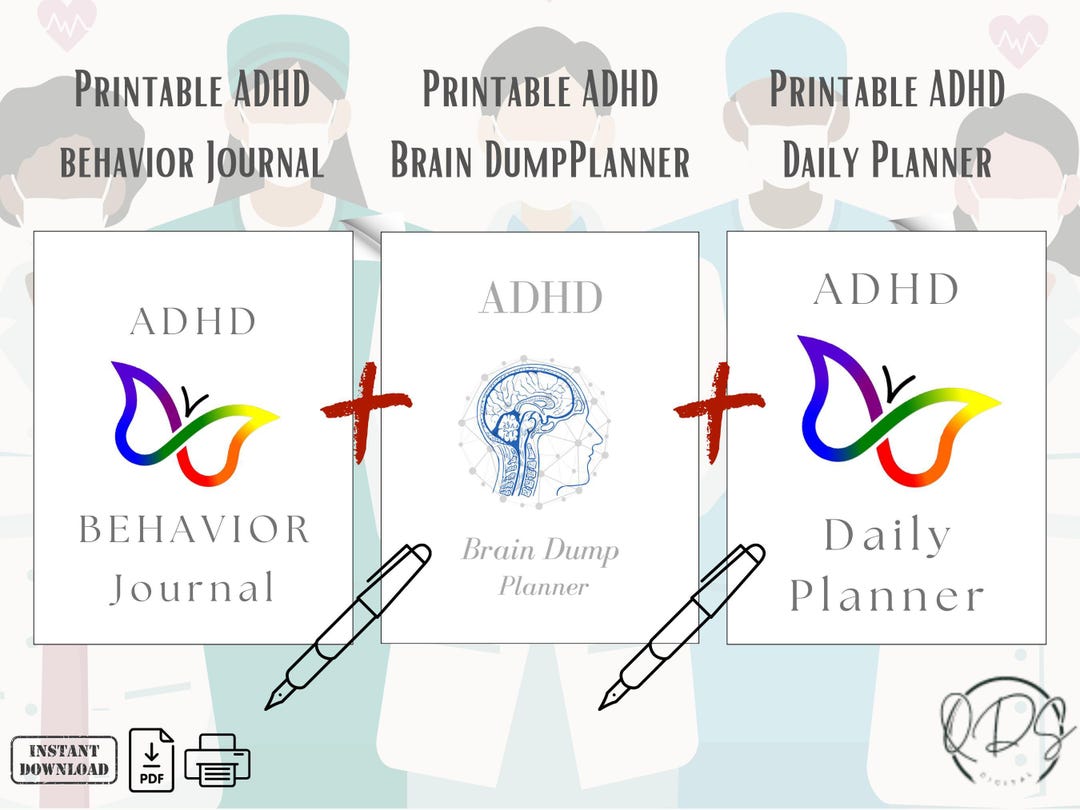 Adhd Printable Bundle Digital Download Symptom Tracker Behavior Journal ...