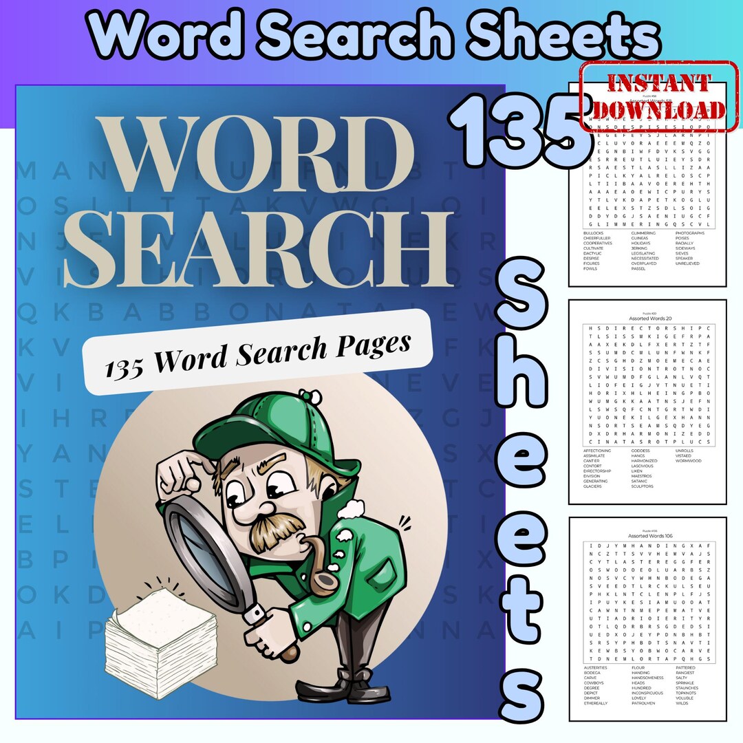 Word Search Puzzle: 135 Pages, Brain Teaser Game (PDF) - Etsy