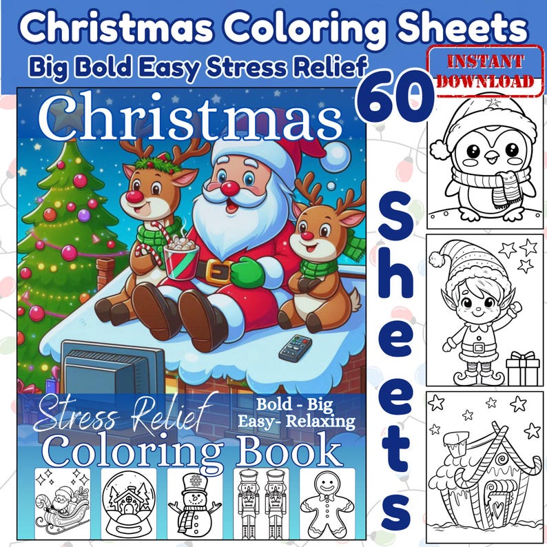 Cozy Christmas Holiday Coloring Pages – Cute Printable Santa & Winter ...