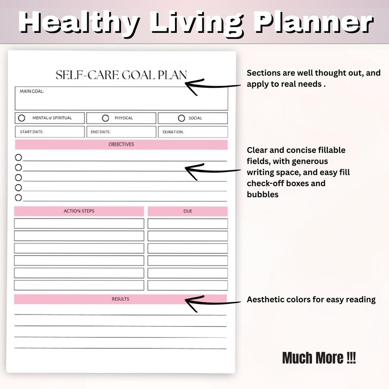 Healthy Living Planner Printable PDF | Wellness Canva Template ...