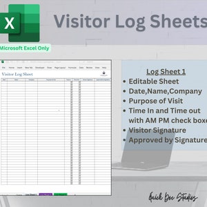 Printable Visitor Log Sheets Template: Business Sign in (excel) - Etsy