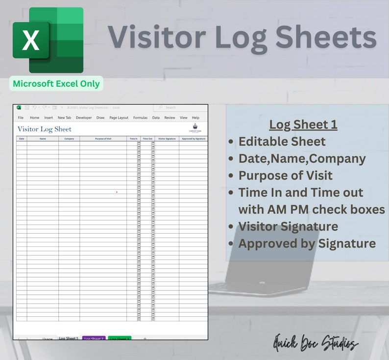 Visitor Log Sign in Sheets Template, Printable Business Visitor Logs ...