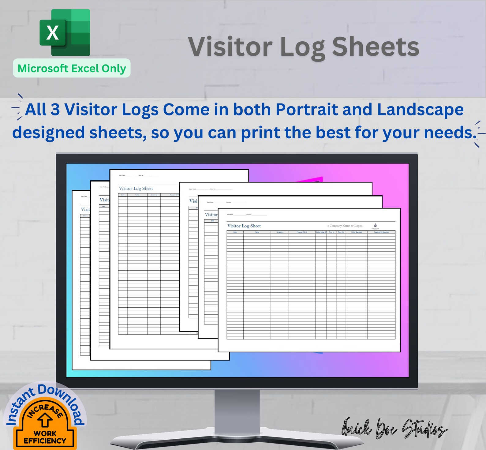 Printable Visitor Log Sheets Template: Business Sign in (excel) - Etsy
