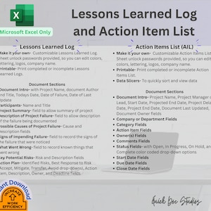Lessons Learned Log Project Tracker: Action Item List (excel Template ...