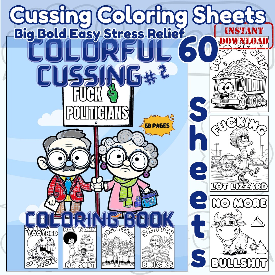 Cussing Coloring Sheet Adult Stress Relief Funny Present Unique Gift ...