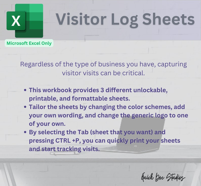 Printable Visitor Log Sheets Template: Business Sign in (excel) - Etsy