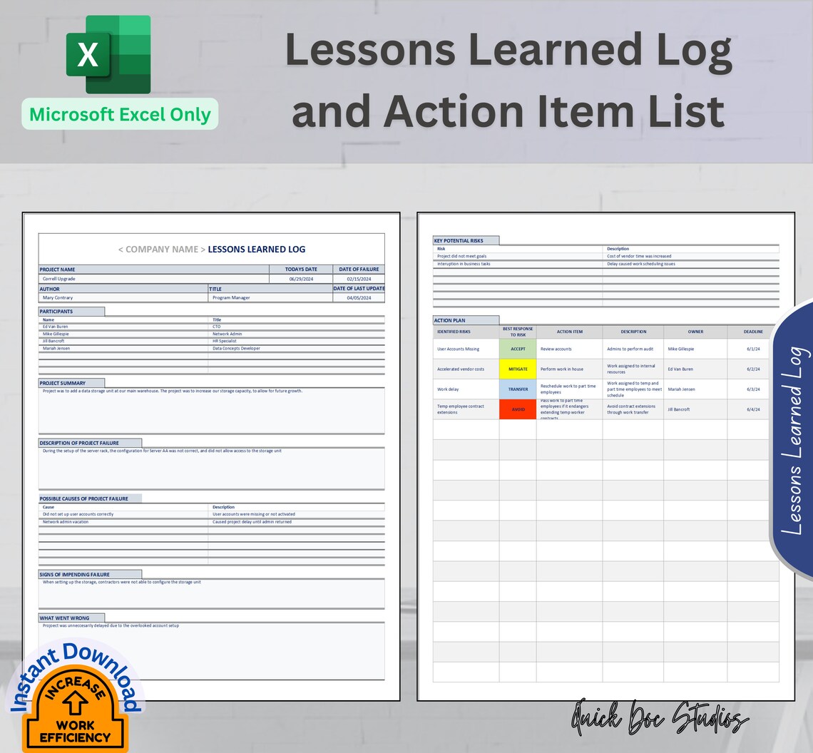 Lessons Learned Log Project Tracker: Action Item List (excel Template ...