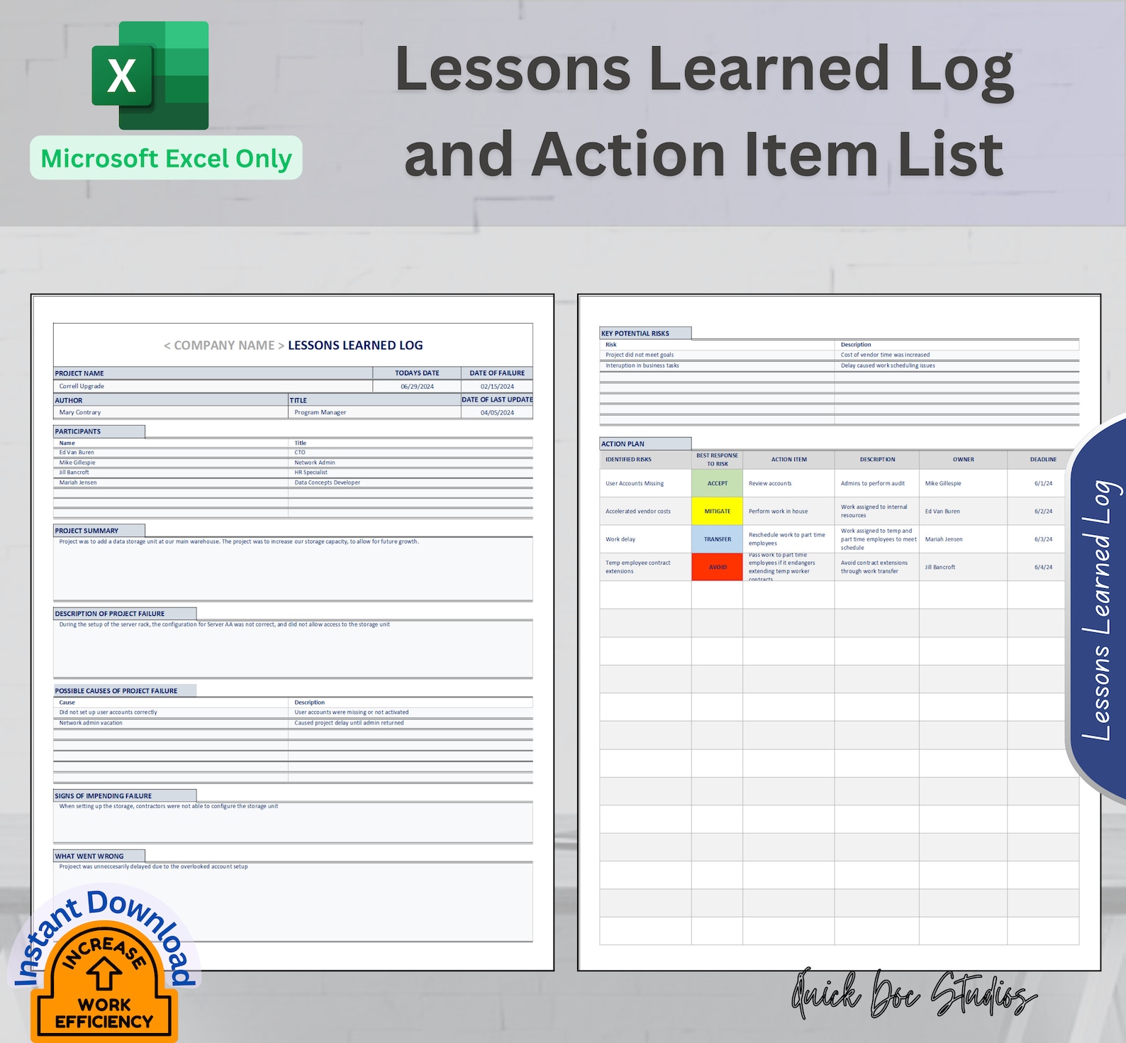 Lessons Learned Log Project Tracker: Action Item List (excel Template ...