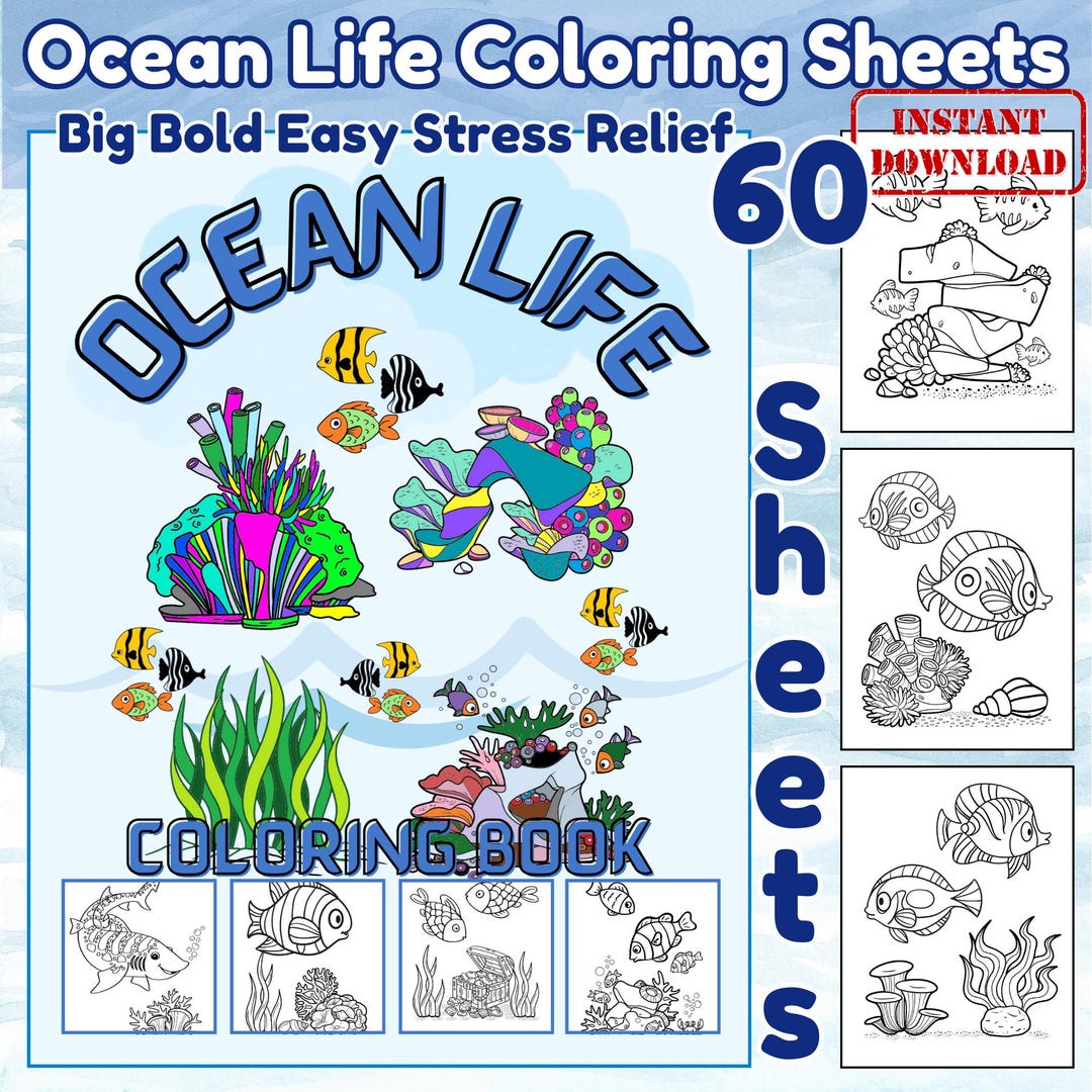 Underwater Ocean Coloring Book – Sea Creature Summer Activity Adult ...