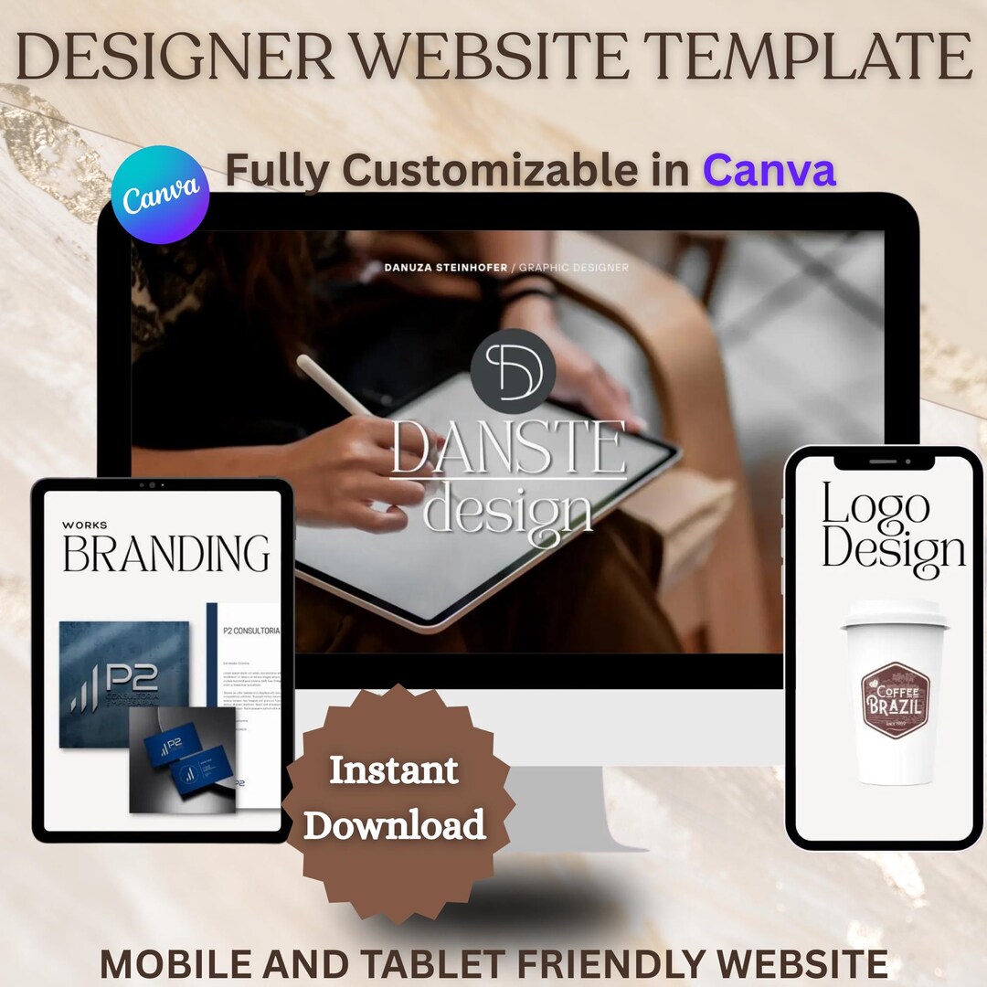 Designer Website Template: Editable Canva Portfolio (digital Download ...