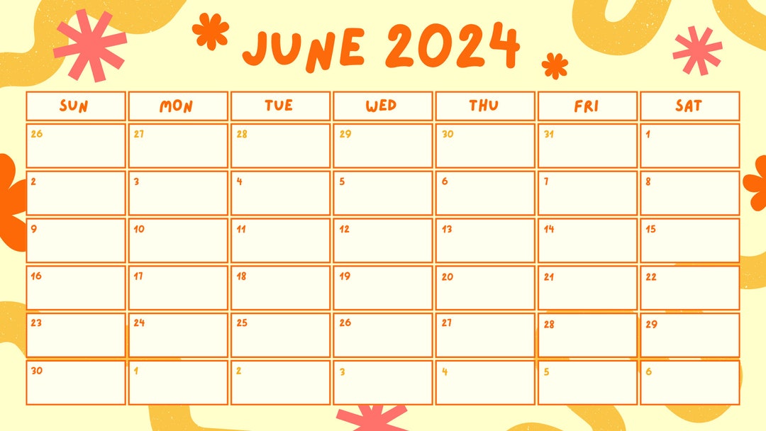 Buy Printable June 2024 Monthly Calendar Online in India - Etsy