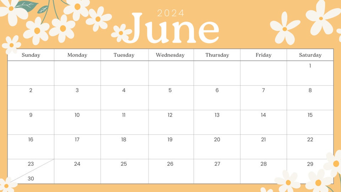 Printable June 2024 Monthly Calendar - Etsy Canada