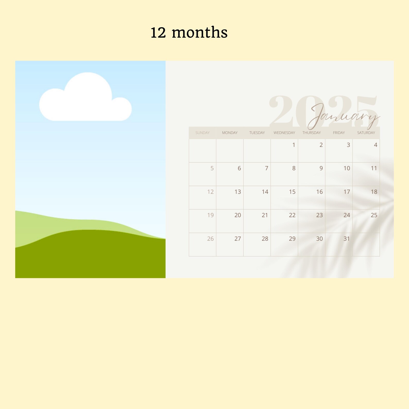 Editable Photo Calendar Template | Calendar 2025 | Monthly Planner 2025 ...