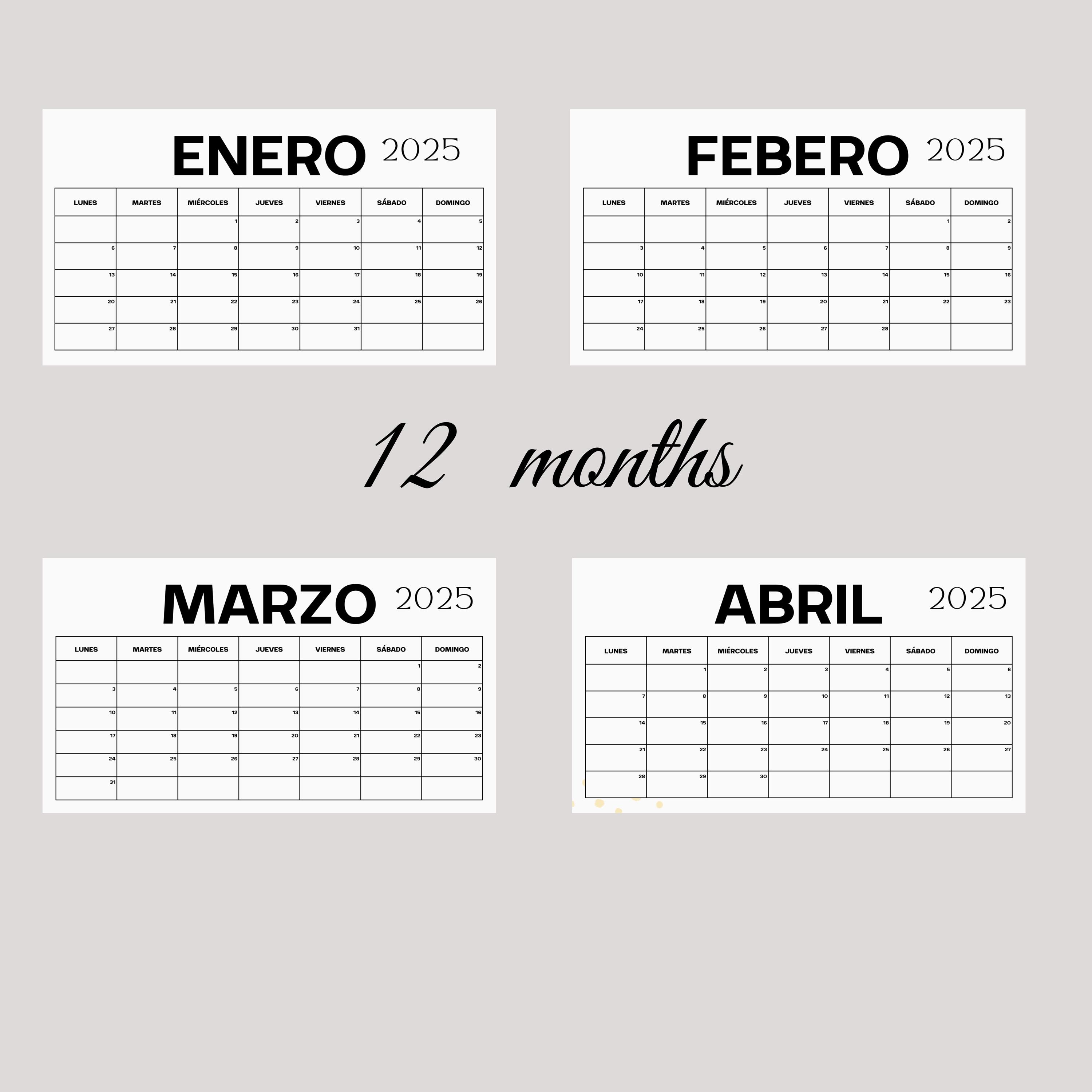 Printable Calendar in Spanish 2025 | Monthly Planner 2025 in Spanish ...