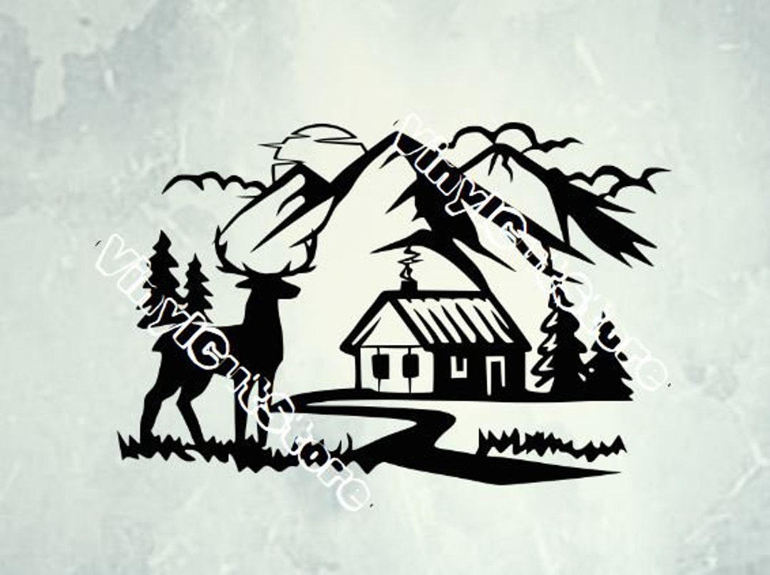 Chalet Svg Png Files Deer Mountain House Clipart Svg and Png for Cricut ...