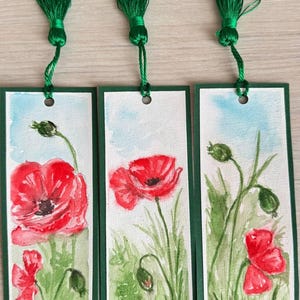 Watercolor Poppy Bookmark Set – Handmade Floral Bookmarks for Her ...
