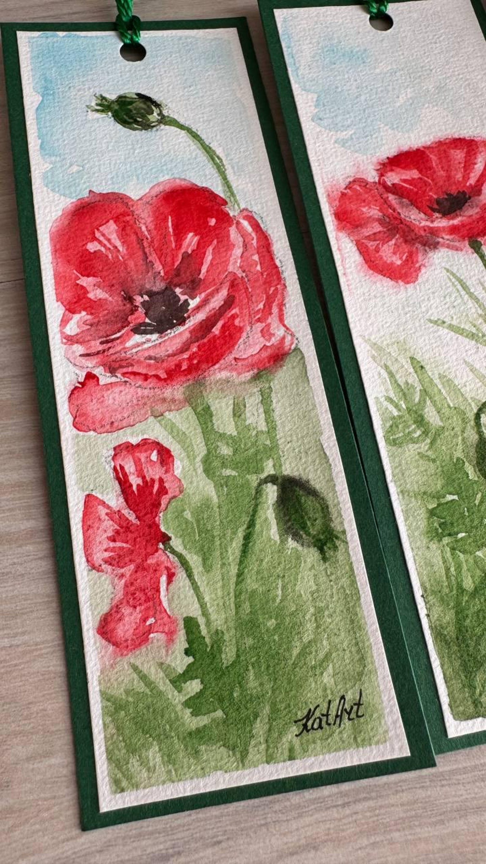 Watercolor Poppy Bookmark Set – Handmade Floral Bookmarks for Her ...