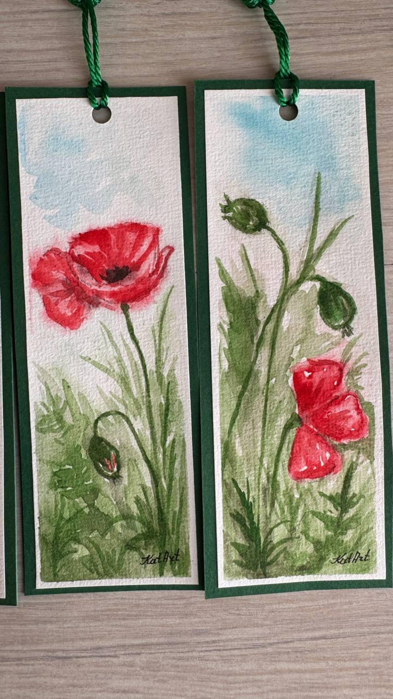 Watercolor Poppy Bookmark Set – Handmade Floral Bookmarks for Her ...