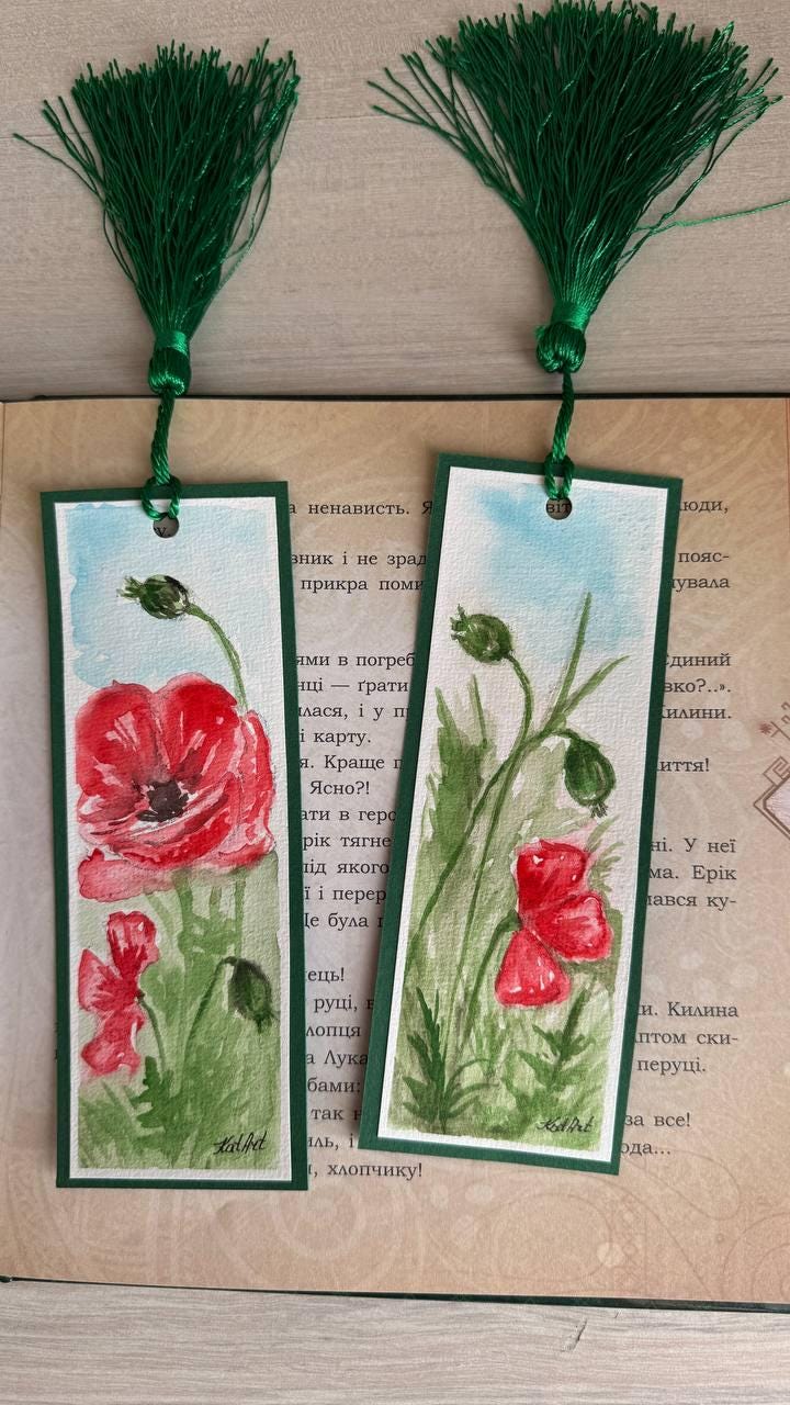 Watercolor Poppy Bookmark Set – Handmade Floral Bookmarks for Her ...