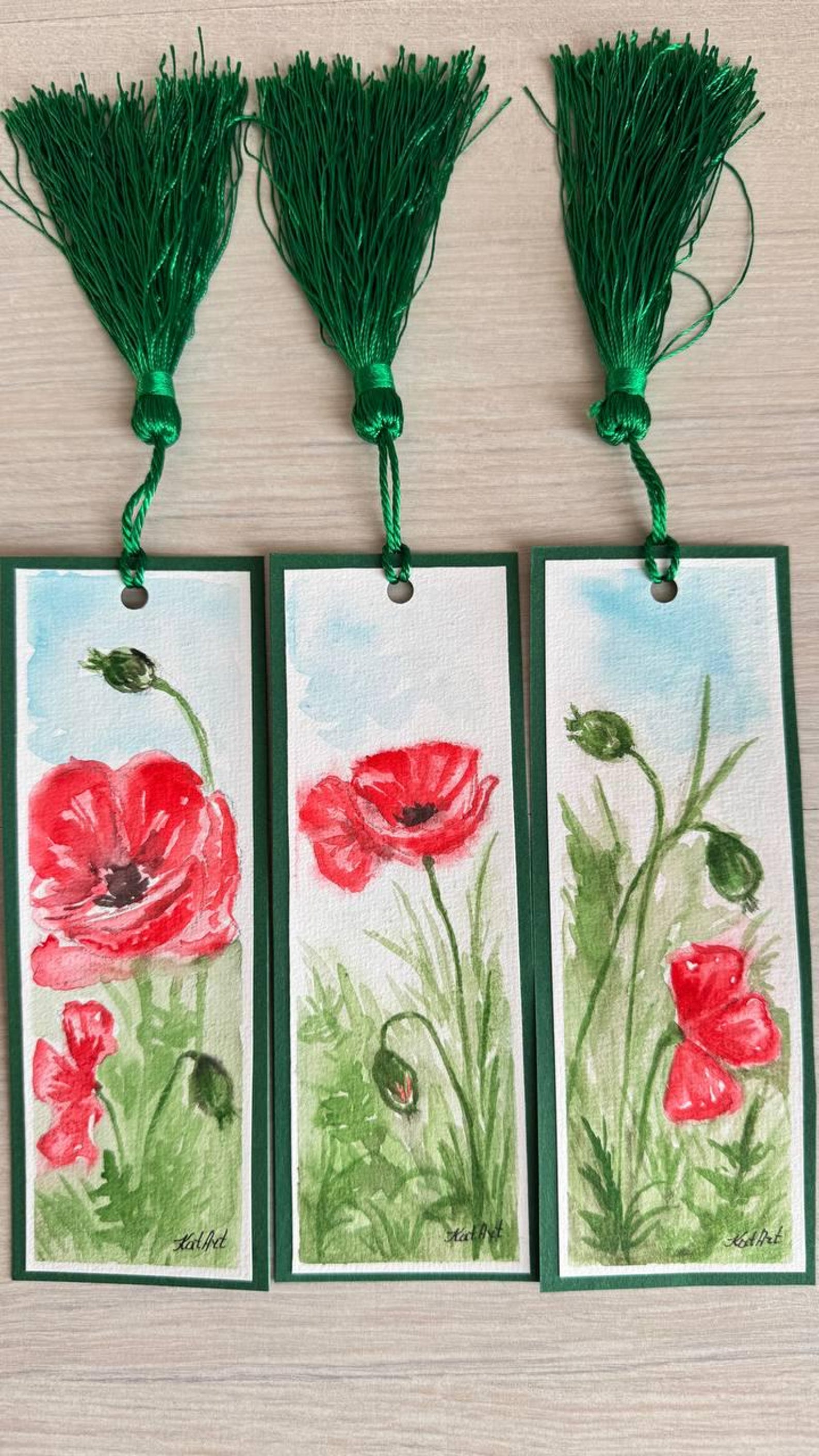 Watercolor Poppy Bookmark Set – Handmade Floral Bookmarks for Her ...