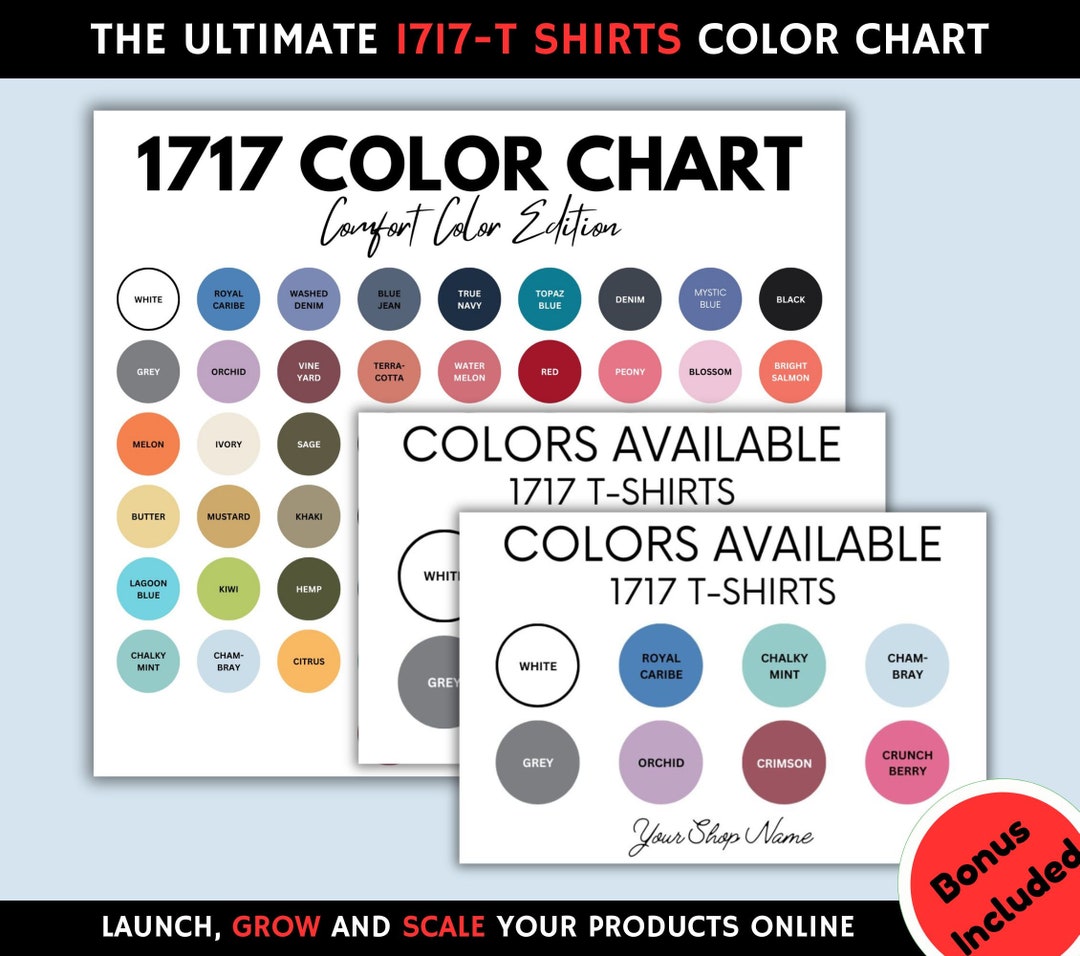 Editable Comfort Colors C1717 Color Chart| Canva Template Editable ...