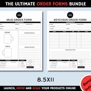 Editable Order Forms Bundle| Tshirt, Tumbler, Invoice Template ...