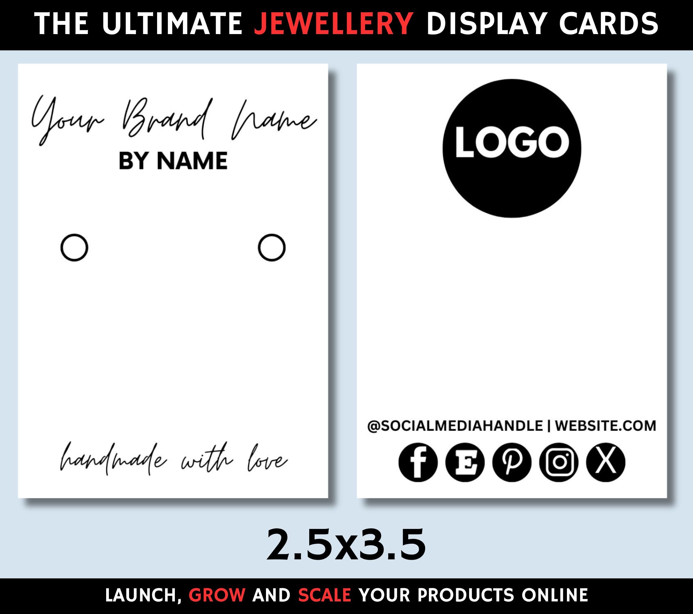 Editable Jewelry Display Card Template Printable Earrings Display Cards ...