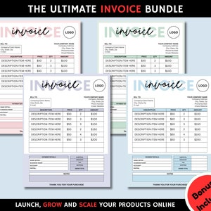 Invoice Editable Template| Printable Order Form Invoice| 5 Premade ...