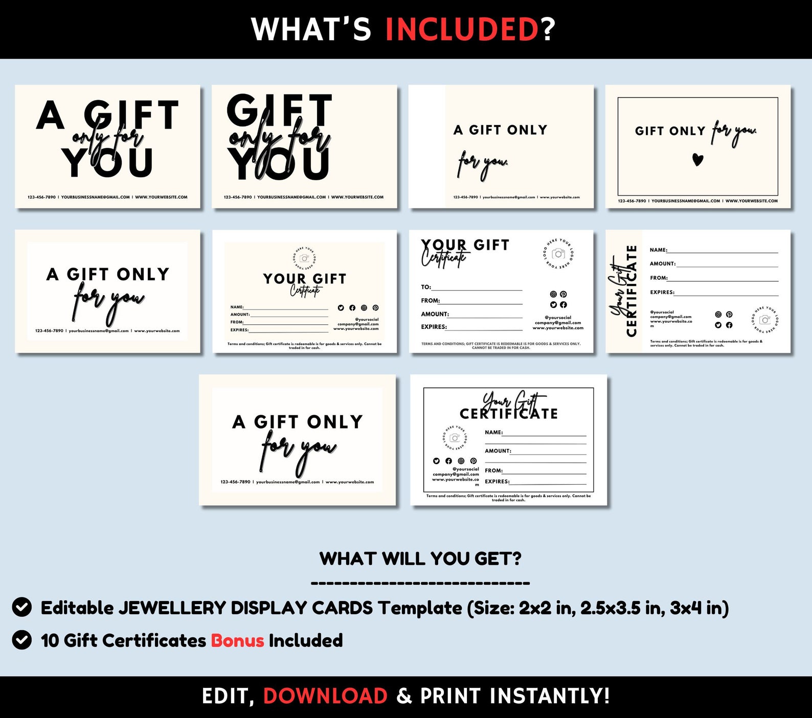 Editable Jewelry Display Card Template| Printable Earrings Display ...