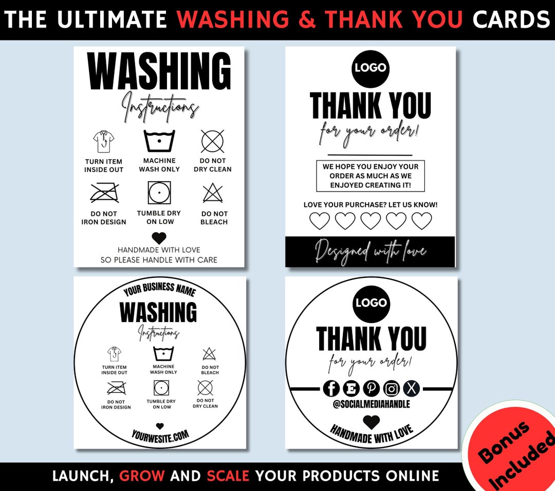 Editable Clothing Washing Instructions| Canva Shirt Care Card Template ...